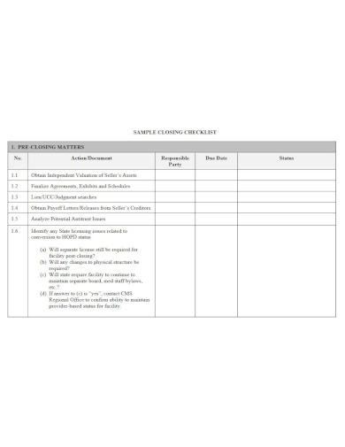 13+ Closing Checklist Templates - PDF, PSD, Google Docs, Word