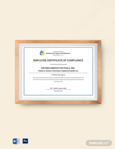20+ Compliance Certificate Templates - Word, PSD, PDF