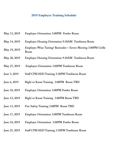 6+ Employee Training Schedule Templates in Google Docs | Google Sheets ...