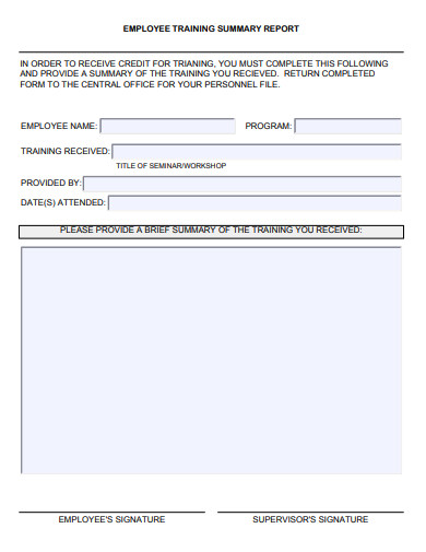 5+ Training Summary Report Templates in PDF
