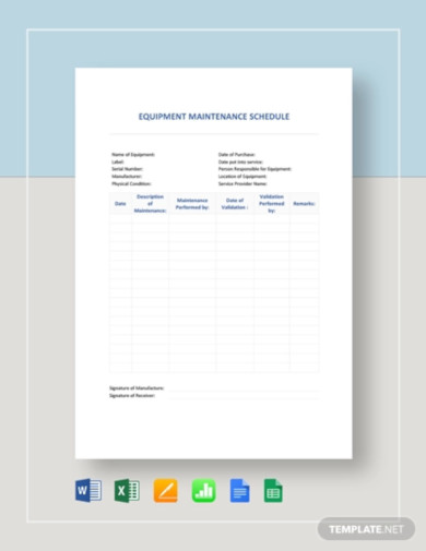 18+ Equipment Schedule Templates - Google Docs, Word, Pages, PDF