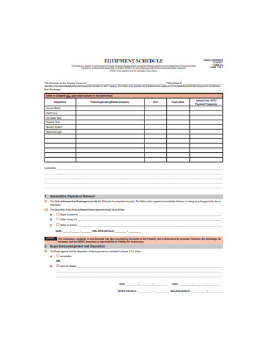 18+ Equipment Schedule Templates - Google Docs, Word, Pages, PDF