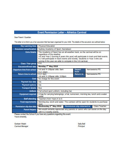 18+ Permission Letter Templates - Google Docs, Word, Pages, PDF