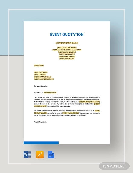 10+ Event Quotation Templates - Word, PDF