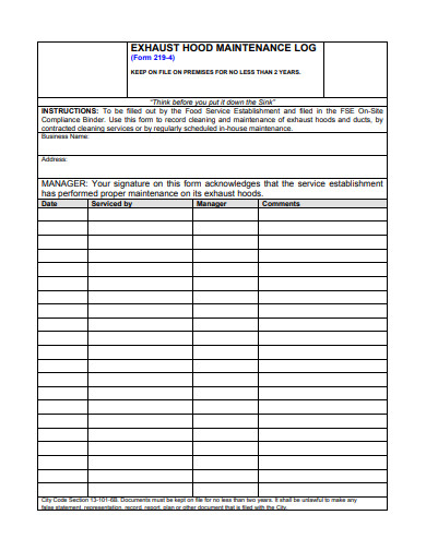 FREE 21+ Maintenance Log Templates in Google Docs | MS Word | Pages | PDF