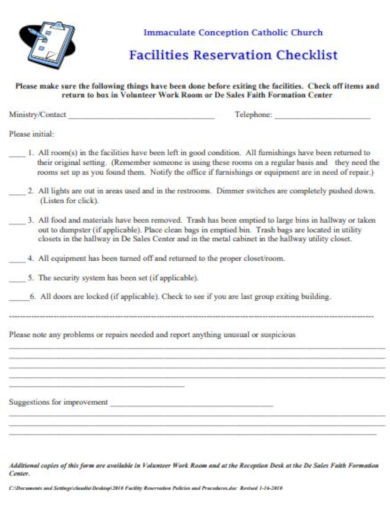 10+ Reservation Checklist Templates - Google Docs, Word, Pages, PDF