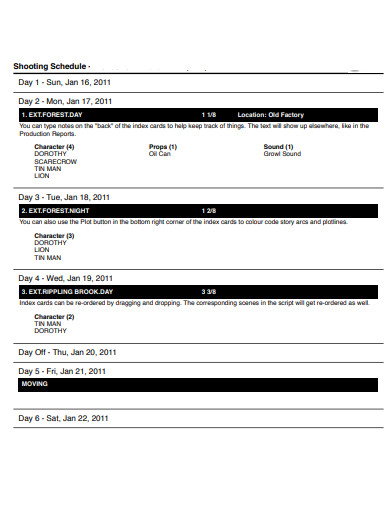 10+ Shooting Schedule Templates in Google Docs | Word | Pages | PDF | XLS