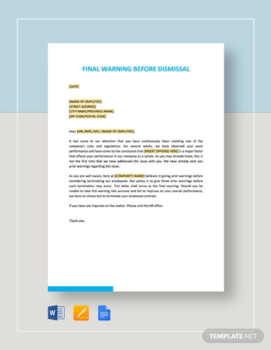 17+ First and Second Warning Letter Templates - Free PDF, Word, Excel ...