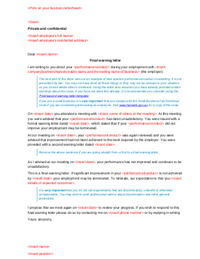 20+ Business Warning Letter Templates - Google Docs, Word, Pages, PDF
