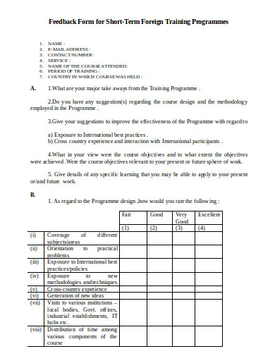 Free 19+ Training Feedback Form Templates in PDF | DOC