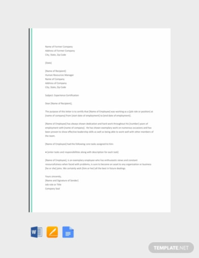 10+ Experience Letter Templates - Google Docs, Word, Pages, PDF
