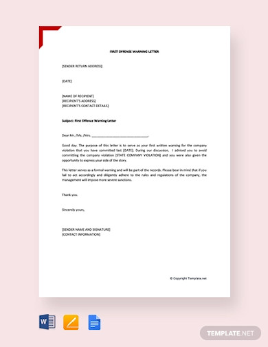 17+ First and Second Warning Letter Templates - Free PDF, Word, Excel ...