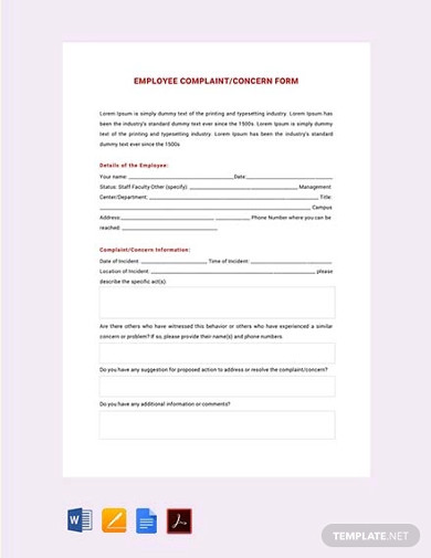 14+ Employee Complaint Forms - Free PDF, DOC Format Download | Free ...