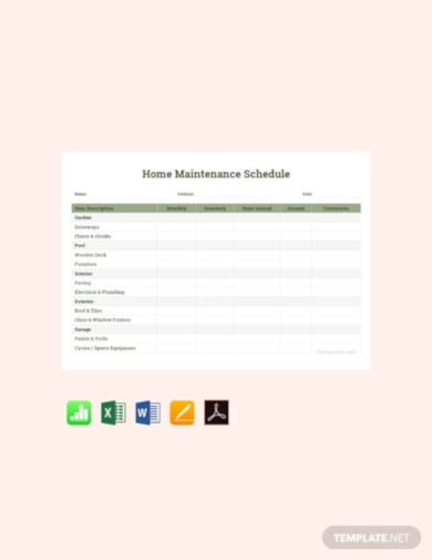 Home Maintenance Schedule Template - 7+ Free PDF, Word Format Download!