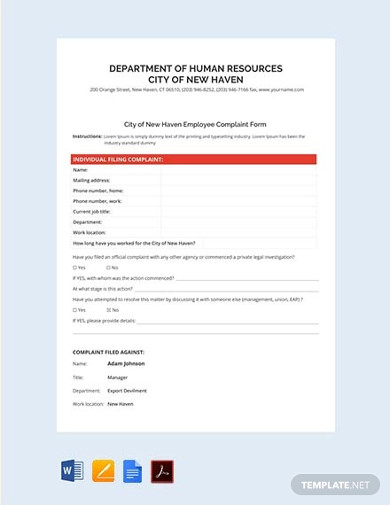 14+ Employee Complaint Forms - Free PDF, DOC Format Download | Free ...