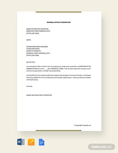  Informal Letter Template Informal Death Notification Letter 