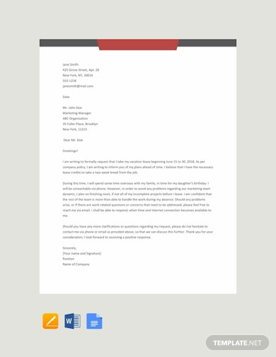 15+ Leave Letter Templates in Google Docs | Word | Pages | PDF