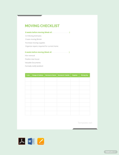 10+ Moving Checklist Templates - Google Docs, Word, Pages, PDF