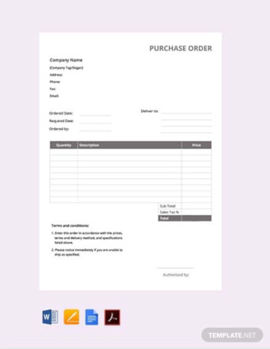 19+ Simple Purchase Order Templates in Google Docs | Google Sheets ...
