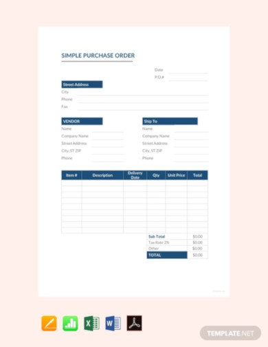 19+ Simple Purchase Order Templates in Google Docs | Google Sheets ...