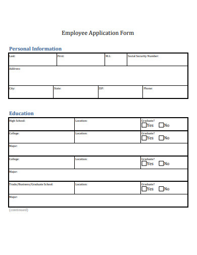 10+ Employee Application Form Templates in Word | Pages | PDF