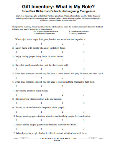18+ Spiritual Gift Inventory Templates in PDF | Word | Google Sheets ...