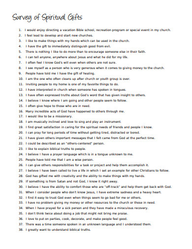 18+ Spiritual Gift Inventory Templates in PDF | Word | Google Sheets ...