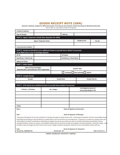 5+ Goods Receipt Templates in Google Docs | Word | Pages | PDF