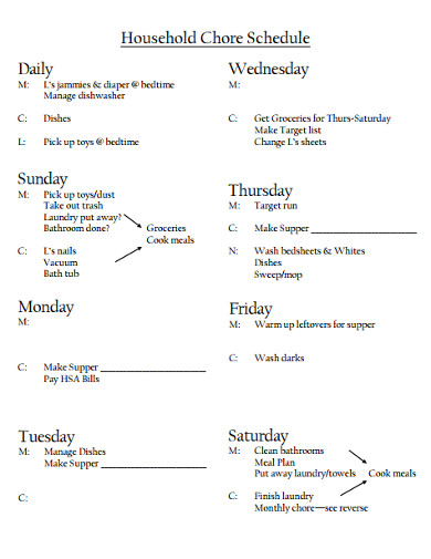 8+ Chore Schedule Templates in Google Docs | Word | PDF | Pages