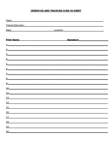 10+ Training Sign In Sheet Templates in Google Sheets | PDF | Word | Pages