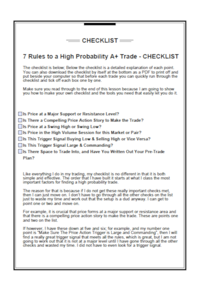 6+ Trade Checklist Templates - Google Docs, Word, Pages, Pdf