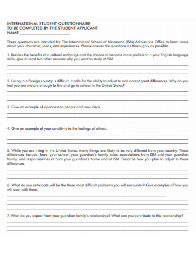 23+ Student Questionnaire Templates in Google Docs | Word | Pages | PDF