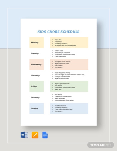 6+ Kid's Schedule Templates in Google Docs | Word | Pages | PDF | XLS