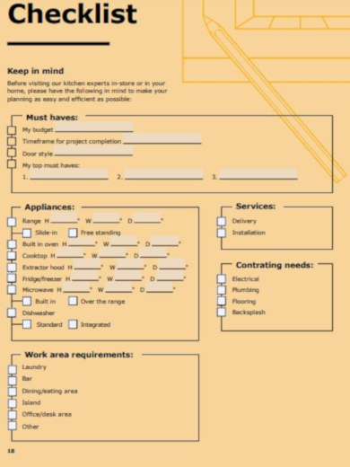 12+ Kitchen Checklist Templates - Google Docs, Word, Pages, PDF
