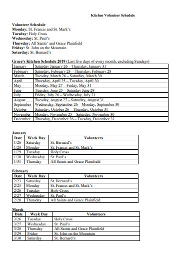 12+ Kitchen Schedule Templates in Google Docs | XLS | Word | Pages ...