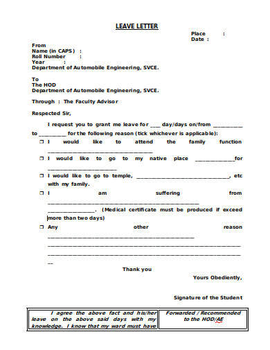 15+ Leave Letter Templates in Google Docs | Word | Pages | PDF