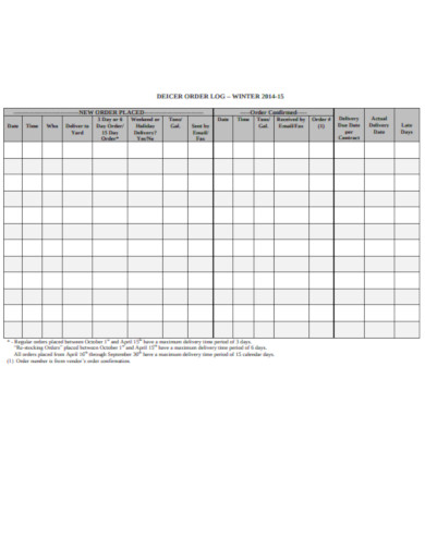 14+ Order Log Templates in Google Docs| Word | Pages | PDF