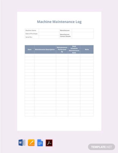FREE 21+ Maintenance Log Templates in Google Docs | MS Word | Pages | PDF