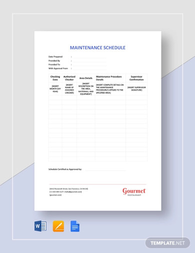 54+ Maintenance Schedule Template - Free Word, Excel, PDF Format Download