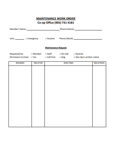 15+ Maintenance Work Order Templates in Google Docs | Google Sheets ...