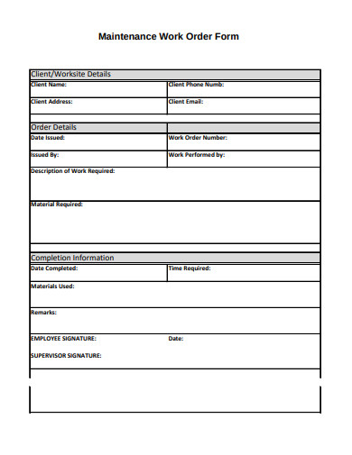 15+ Maintenance Work Order Templates in Google Docs | Google Sheets ...
