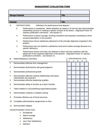 9+ Management Evaluation Templates in PDFt Evaluation Templates - PDF