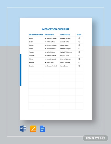 10+ Medication Checklist Templates - Free Samples, Examples Format Download