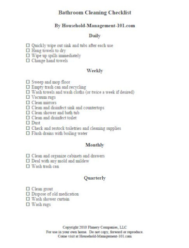 11 Restroom Checklist Templates Google Docs Word Pages PDF