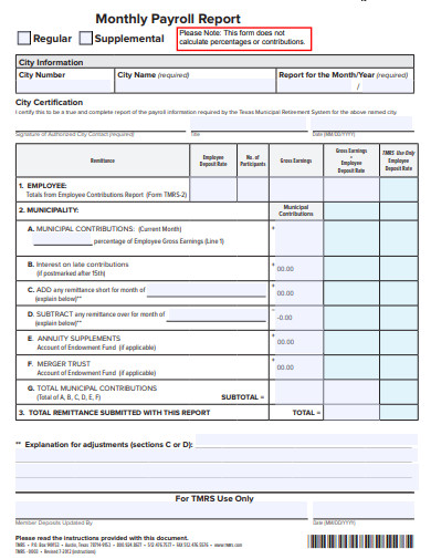 Payroll Report Sample PDF Template