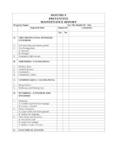 Excel Machine Maintenance Report Format Customer Service Report 