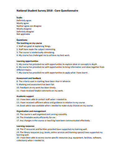 23+ Student Questionnaire Templates in Google Docs | Word | Pages | PDF