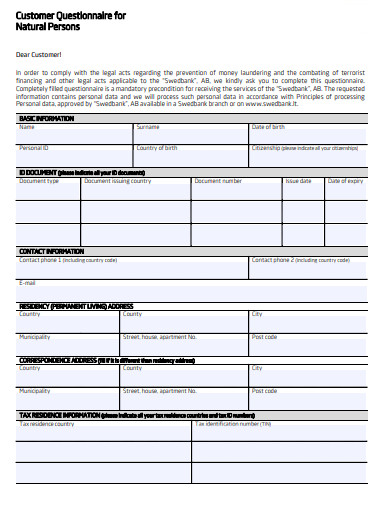 23+ Customer Questionnaire Templates in Google Docs | Pages | PDF | Word