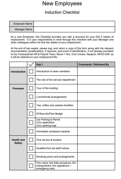 Employee Induction Template Free Printable Templates