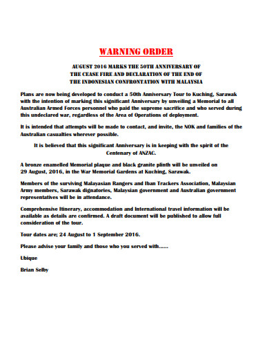 17+ Warning Order Templates - PDF, DOC